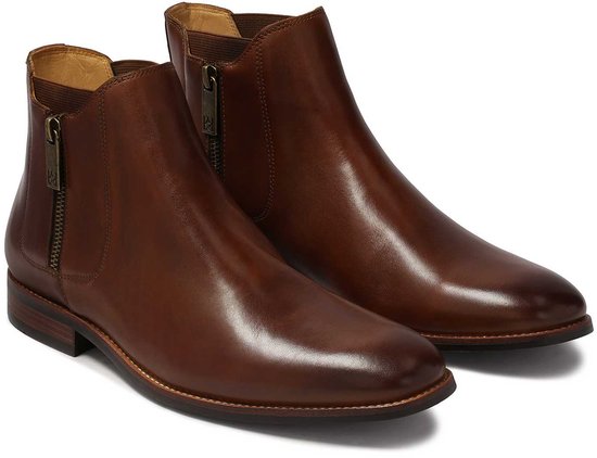Men's leather boots in cognac color | bol