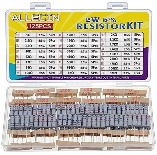 Assortiment de résistances à film de carbone 2 W, de 1 ohm à 1 MΩ, 25 ...