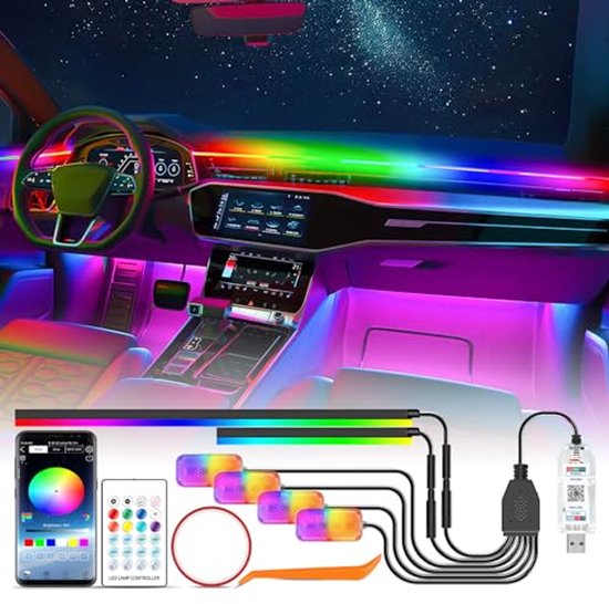 RGB LED Auto Interieur Verlichtingsstrip met Afstandsbediening ...