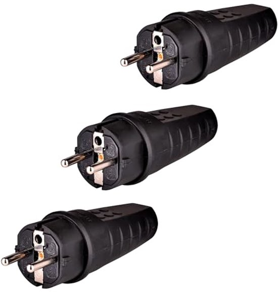 Waterdichte rubbere stroomstekker 230V – 16A, IP44, geaarde Schuko ...