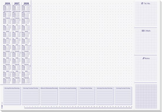 Sigel bureauonderlegger - Lila - met kalender 2026/2027/2028 - formaat ...