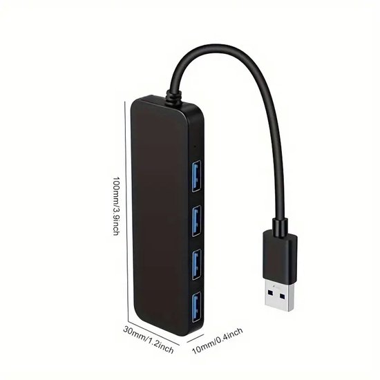 Pixel Loop – USB 3.0 Hub met 4 Poorten (3+1) – Snelle Data Transfer tot ...