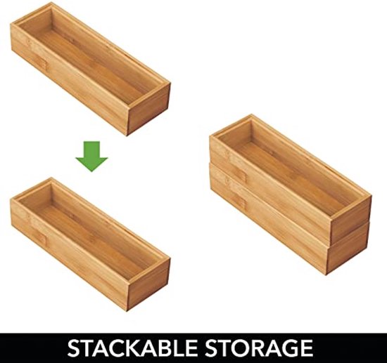 Set van 4 Bureau en Lade Delers - Rectangulaire Bamboe Ladeverdeler ...