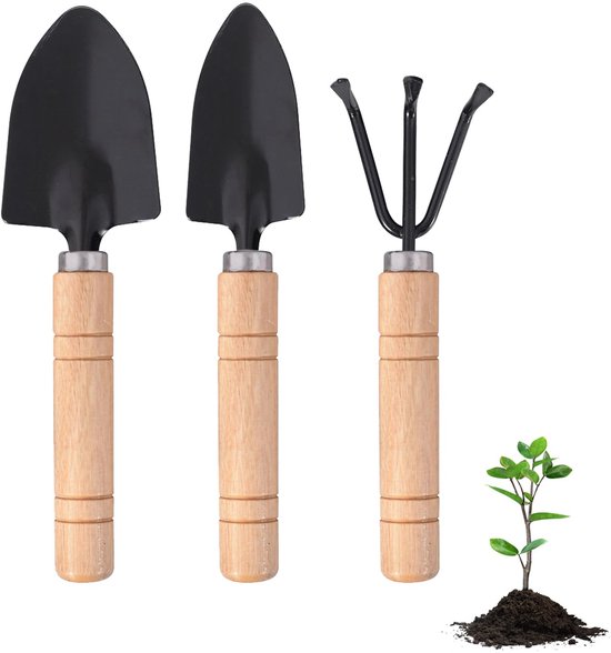Tuingereedschapset, kleine tuinschep, houten handvat handzame tuinschep ...