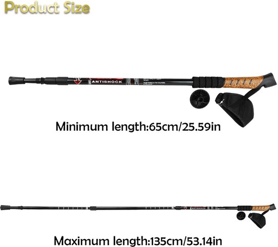 Set van 2 wandelstokken, 68-135 cm, telescopische aluminium ...