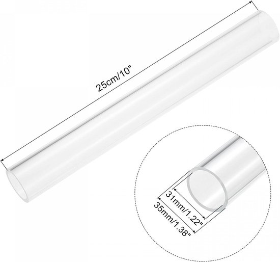 Transparante PVC buis - 31 mm binnendiameter - 250 mm lengte - 2 stuks ...