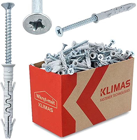 Pluggen en Schroevenset - 100 Stuks - Ø 8 mm x 65 mm - Voor Beton en ...