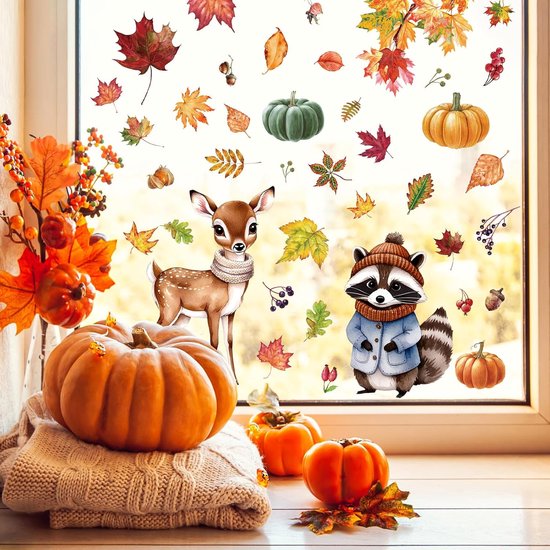 9 vellen raamstickers herfst esdoornblad stickers pompoen paddenstoel ...