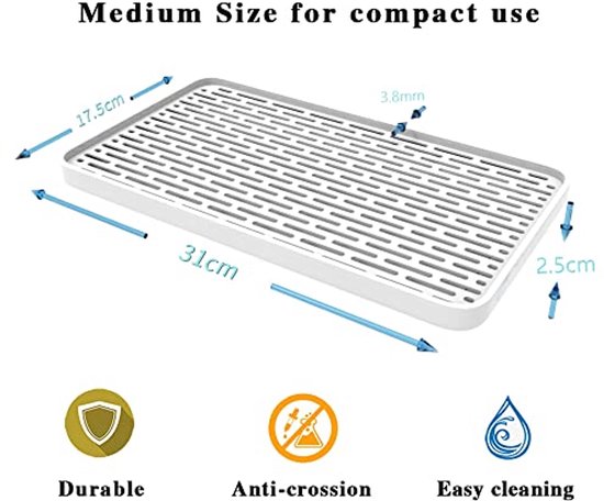 Ruimtebesparend Afdruiprek met Lekbak - Compact 30x17,5 cm voor Keuken ...