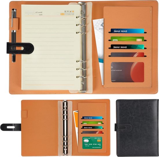 (2 Stuks) Portfolio Conferentiemap A5 - PU Leren Schrijfmap met Binder ...