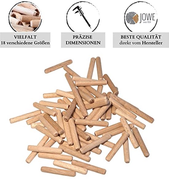 Houten Pluggen van Beukenhout 16 x 100 mm - 25 Stuks, Geribbelde ...