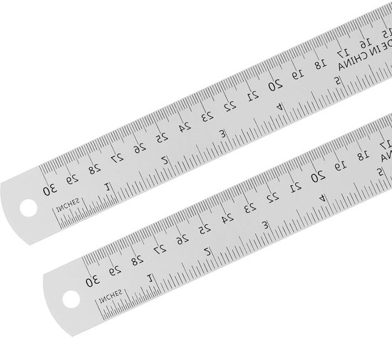 Allecto Plus - 2 stuks metalen liniaal - Aluminium liniaal 30 cm 12 ...