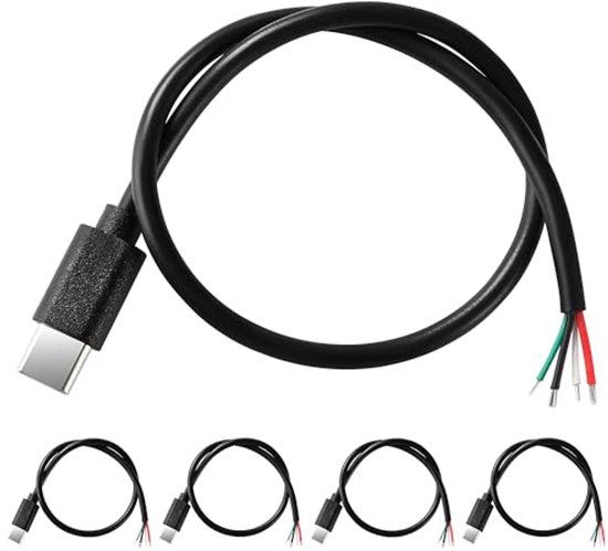 USB Type C Pigtail Kabels 30 cm - Set van 5 - 4-aderige Verlengkabel ...