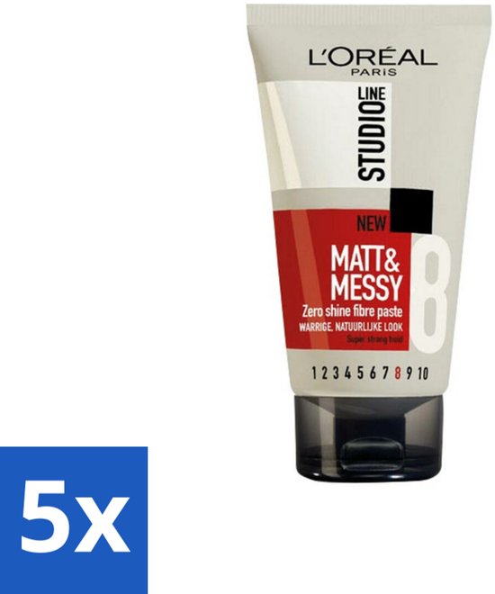 5 x L'Oréal Studio Line Matt & Messy Zero Shine Fibre Paste 150 ml ...
