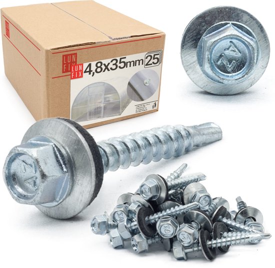 LUN FIX - Schroef EPDM 4,8x35 verzinkt - waterdichte bevestiging ...