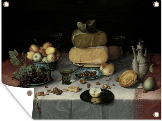 Muurdecoratie buiten Stilleven met kazen - Schilderij van Floris Claesz ...