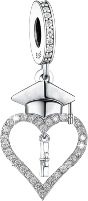 Tracelet - Zilveren bedels - Bedel Hart Geslaagd - met hangende diploma ...