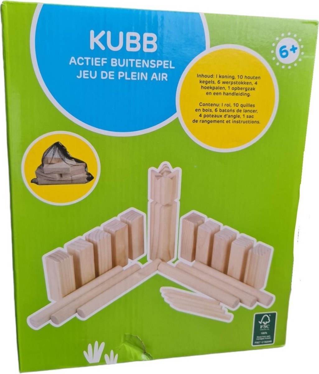 Kubb Game hout - Met 10 houten kegels - 6 werpstokken - 4 hoekpalen - 1 Koning - 1... | bol.com