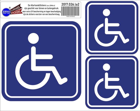 Sticker rolstoel toegankelijk set van 3 stuks | bol