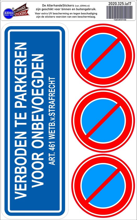 Verboden te parkeren bord en 3 parkeerverbod stickers | bol