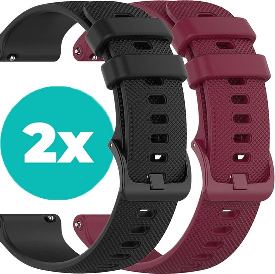 Smartwatch bandjes - 2 pack - Siliconen bandje - Zwart – Donkerrood ...
