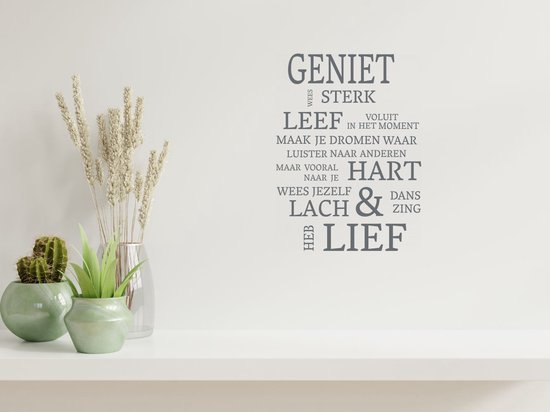 Stickerheld - Muursticker Geniet wees sterk lach en heb lief ...