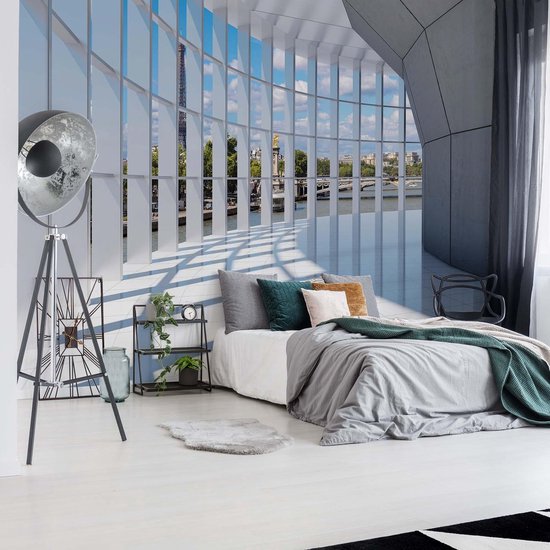 Fotobehang - Vlies Behang - 3D Gang langs Parijs - Tunnel - Hal - Stad ...
