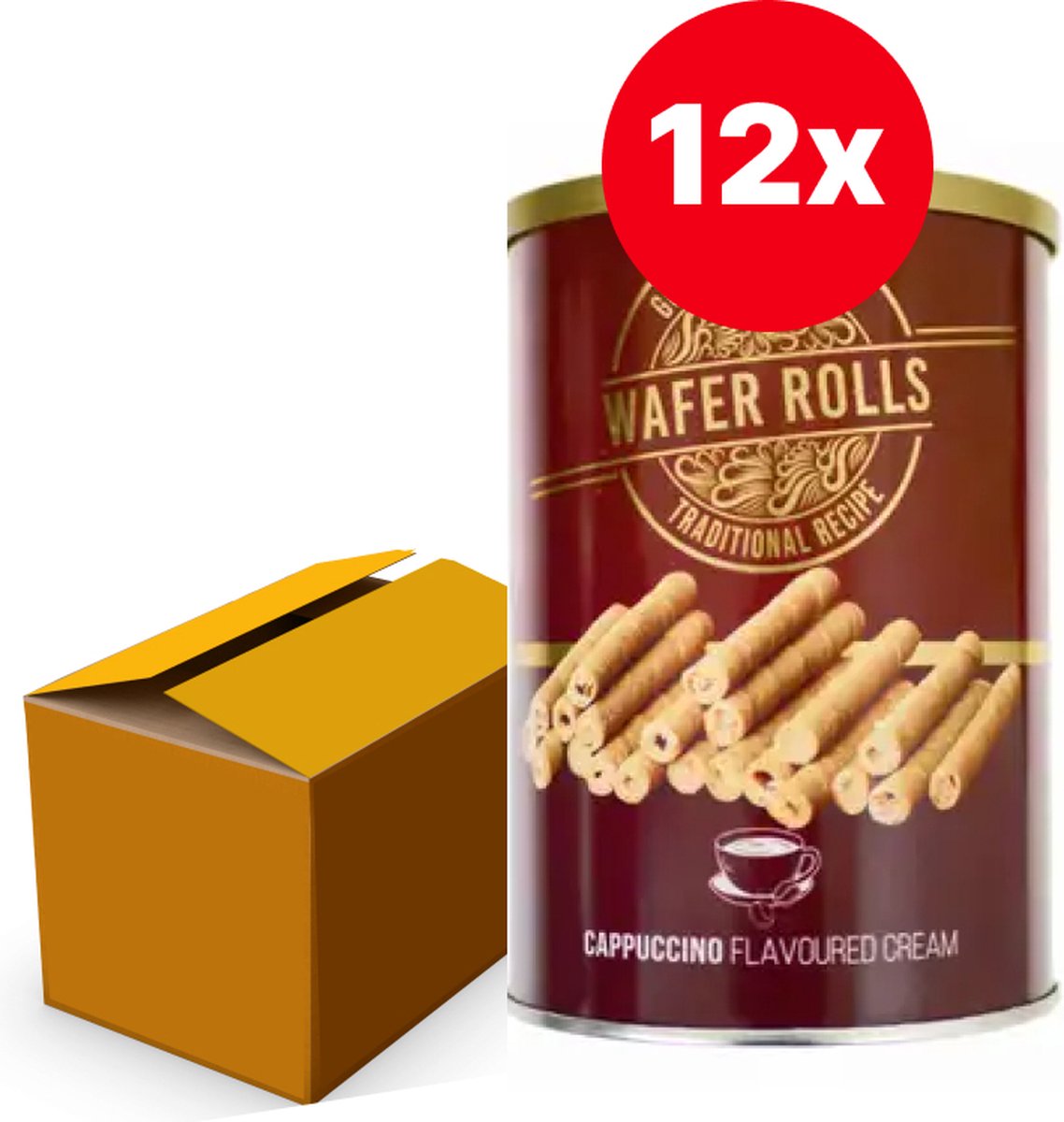 Wafer rolls gevuld met cappucino creme - Doos 12 stuks | bol.com
