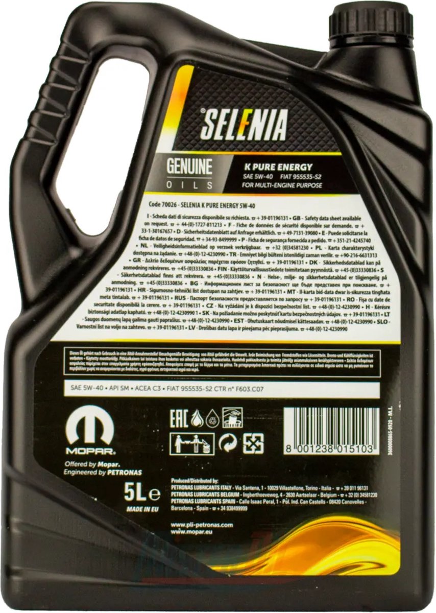 Origineel Fiat Petronas Selenia 5W40 Pure Energy | bol.com