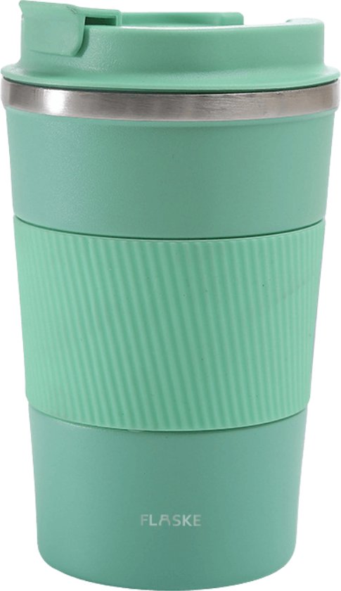 FLASKE Koffiebeker Coffee Cup - Mint - 380ml - RVS Koffiebeker to Go ...