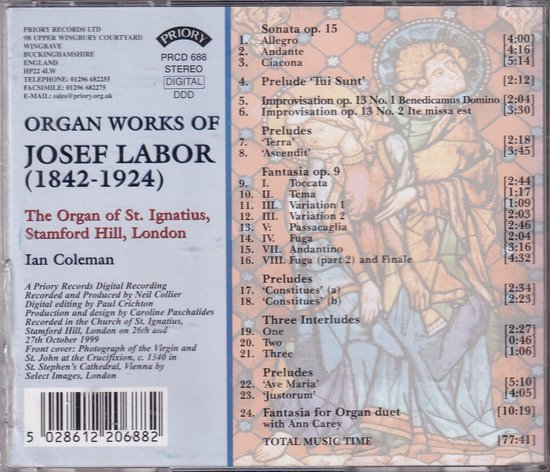 Organ works of Josef Labor - Ian Coleman bespeelt het orgel van de St ...