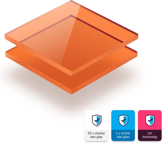 Plexiglas plaat 3 mm dik - 130 x 70 cm - Getint Oranje | bol