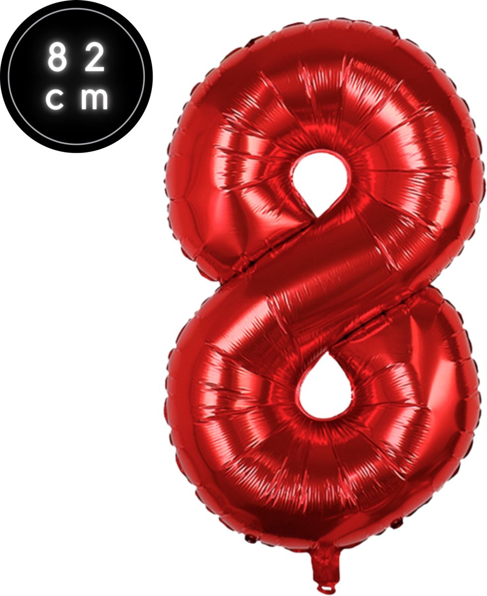 Cijfer Ballonnen - Nummer 8 - Rood - 82 cm - Helium Ballon - Fienosa ...