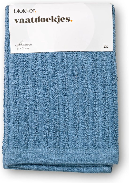 Blokker Vaatdoekjes - 2 stuks - Grijs/Blauw - 100% katoen | bol