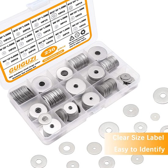 YSR - Guiguzi Roestvrijstalen Platte Ringen Met Opbergdoos - 230 Stuks ...