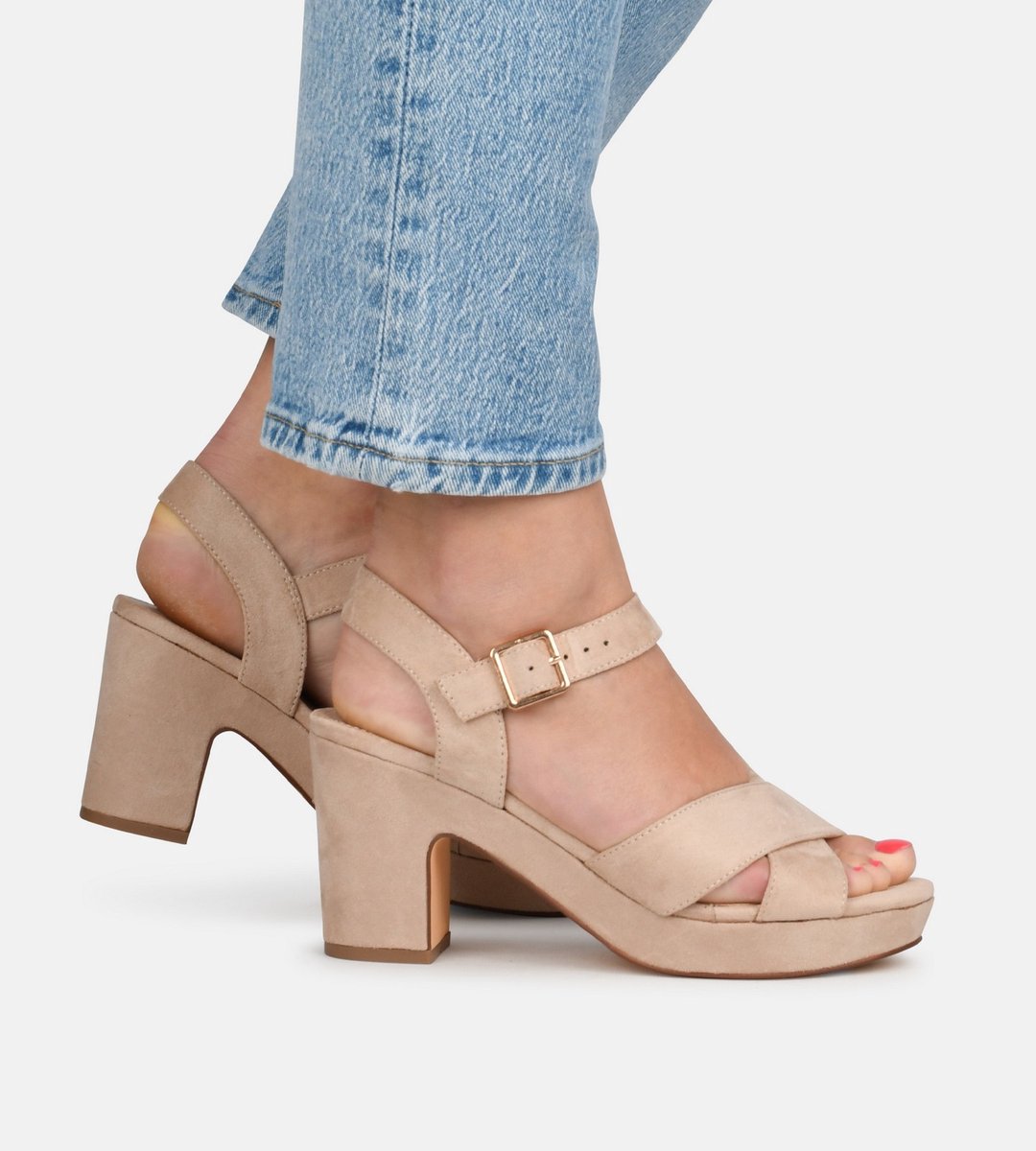 POSH by Poelman MARY Dames Sandalen - Beige - Maat 38 | bol
