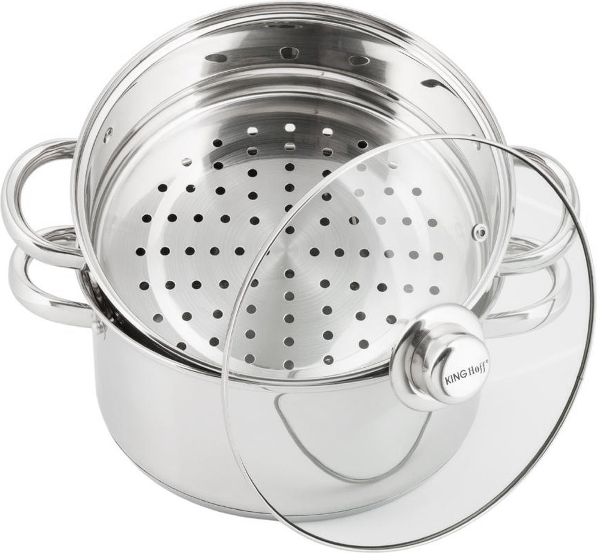 Stoompannen Set 3-delig I Kookpan Stoominzet Deksel Ø 24 cm - 5.0L RVS ...