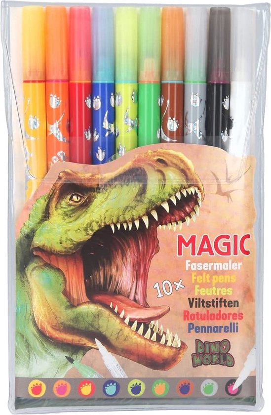 Cinqo- 11391 Dino World - 9 stylos à double pointe fibre et un stylo ...