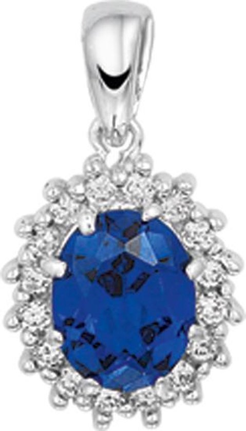 The Jewelry Collection Hanger Zirkonia Synthetische Saffier - Zilver Gerhodineerd | bol.com