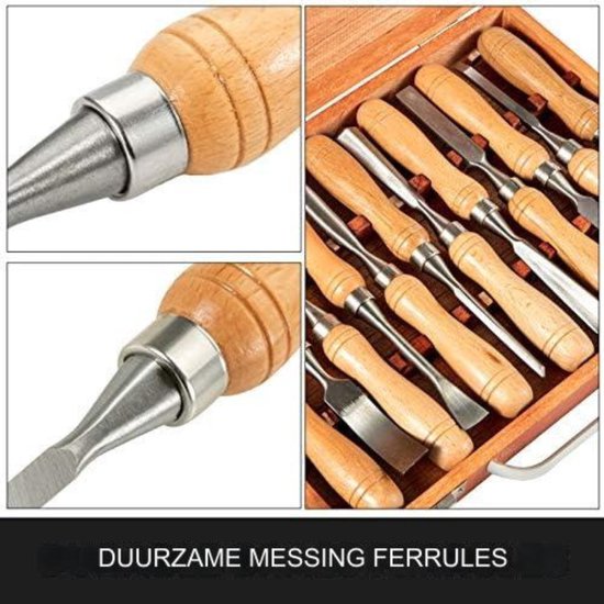 Houtsnijset - Houtsnijden - Houtsnijmes - Lepelmes - 12 Stuks met ...