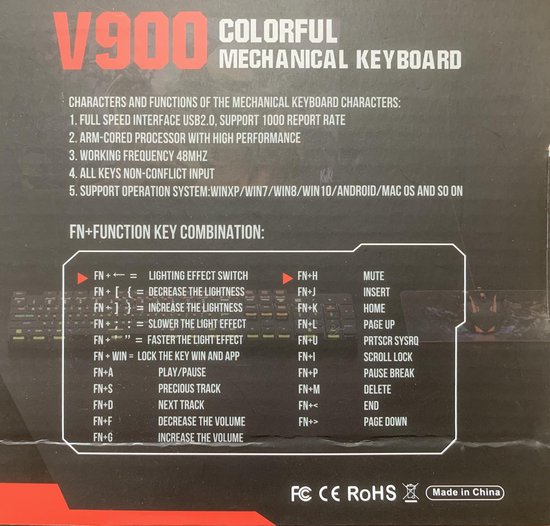 HXSJ V900 Bedrade Mechanisch Gaming Toetsenbord - QWERTY - 61 Keys ...