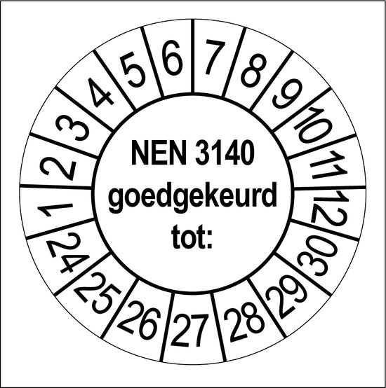 50 Keuringsstickers NEN 3140 Rond 35 mm jaartal 24 tot 30 wit | bol