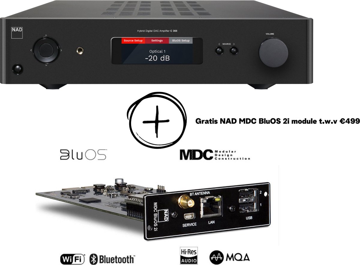 NAD C 368 Hybrid Digitale versterker + gratis NAD MDC BluOS 2i module | bol