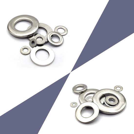 684 Set van vlakke ringen, sluitringen assortimentsset, platte en ...