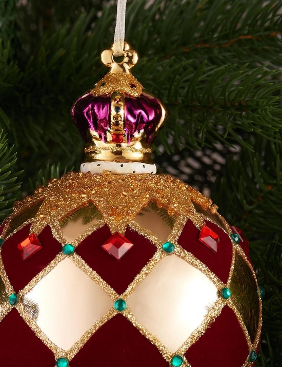 BRUBAKER Premium Kerstbal Royal King - Koninklijke Kerstbal Goud Rood ...