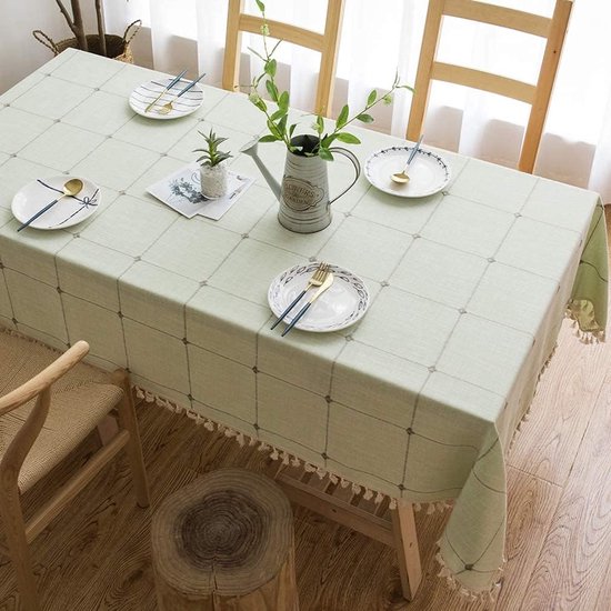 Tafeldoek Katoenen Linnen Tafelkleed Geborduurde Kwastdecoratie ...
