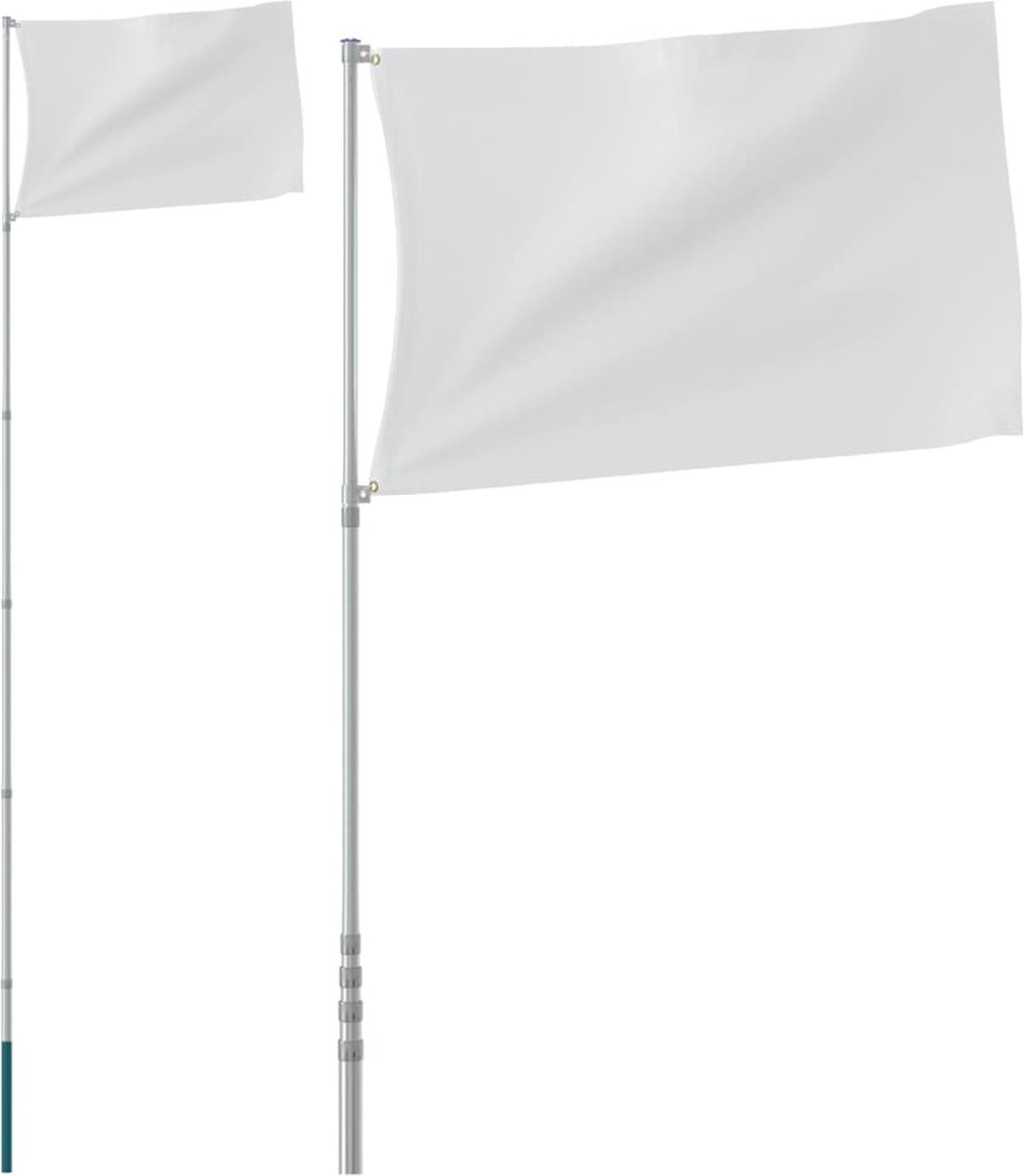 vidaXL Telescopische Vlaggenmast - 5.55m - Aluminium - Vlag | bol