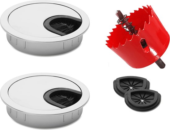 2 x premium kabeldoorvoer + gatenzaag met 60 mm I incl. 2x rubberen doorvoer I... | bol