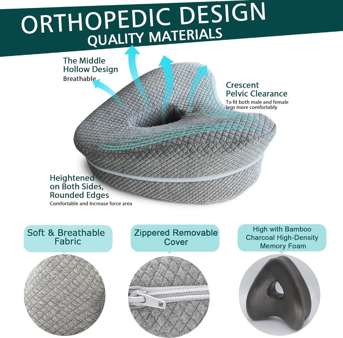 Kniekussen - orthopedisch kniekussen voor zijslapers, traagschuim ...