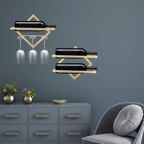 Muur wijnrek flessenrek - wijnrek hangend wandmontage wijnflessenrek | bol